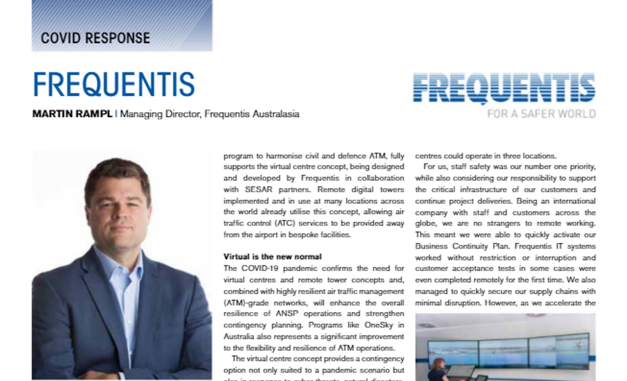 COVID Response - driving contingency measures | Frequentis
